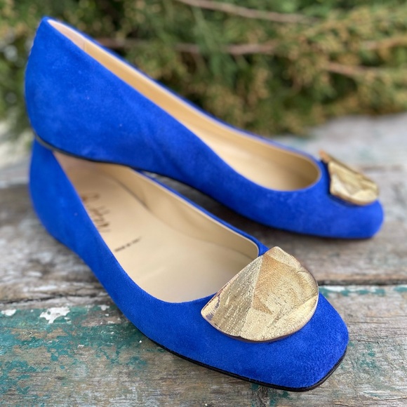 Butter | Shoes | Butter Italy Blue Suede Leather Flats 75 | Poshmark